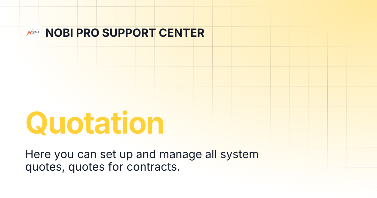 Quotation | NOBI PRO SUPPORT CENTER