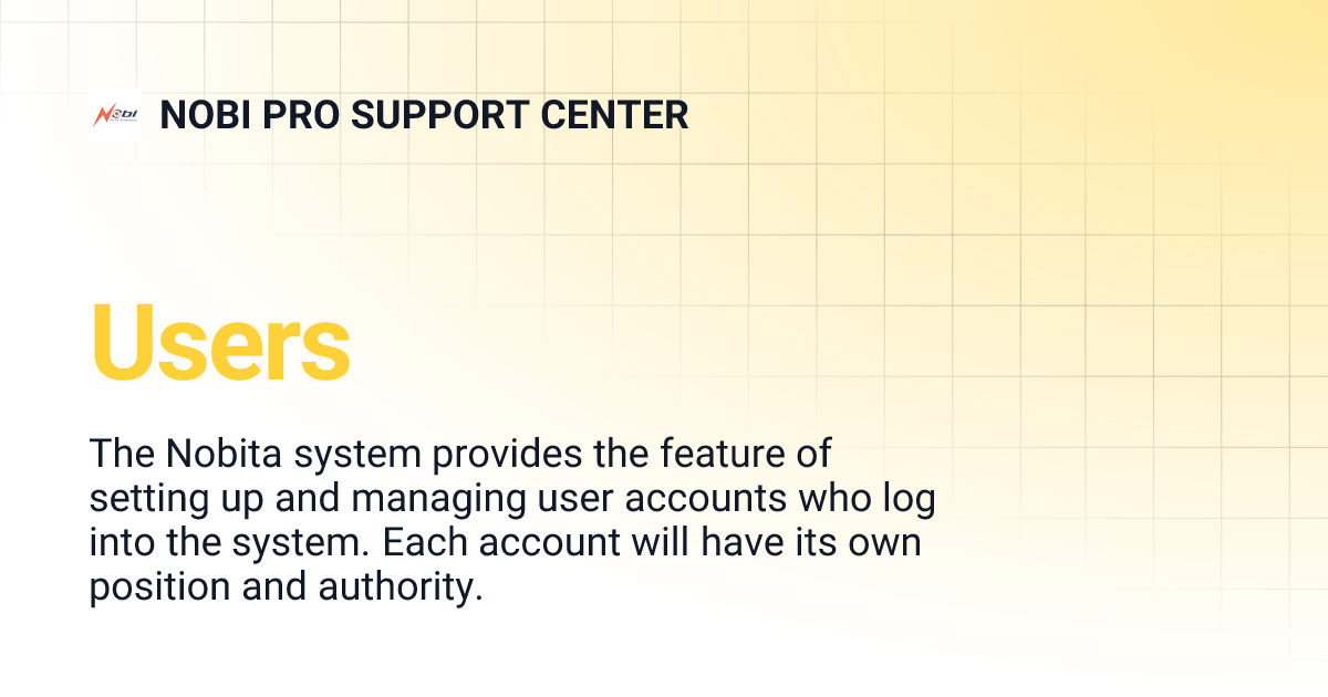 Users | NOBI PRO SUPPORT CENTER